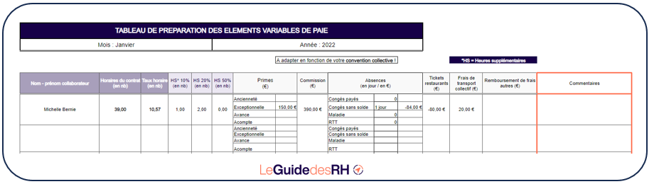Modèle gratuit de tableau de préparation à la paie - Format Excel | Le ...